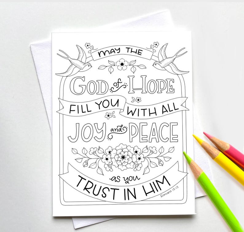 Romans 15:13... Bible Journaling Coloring Collection Bookmarks Cards ...