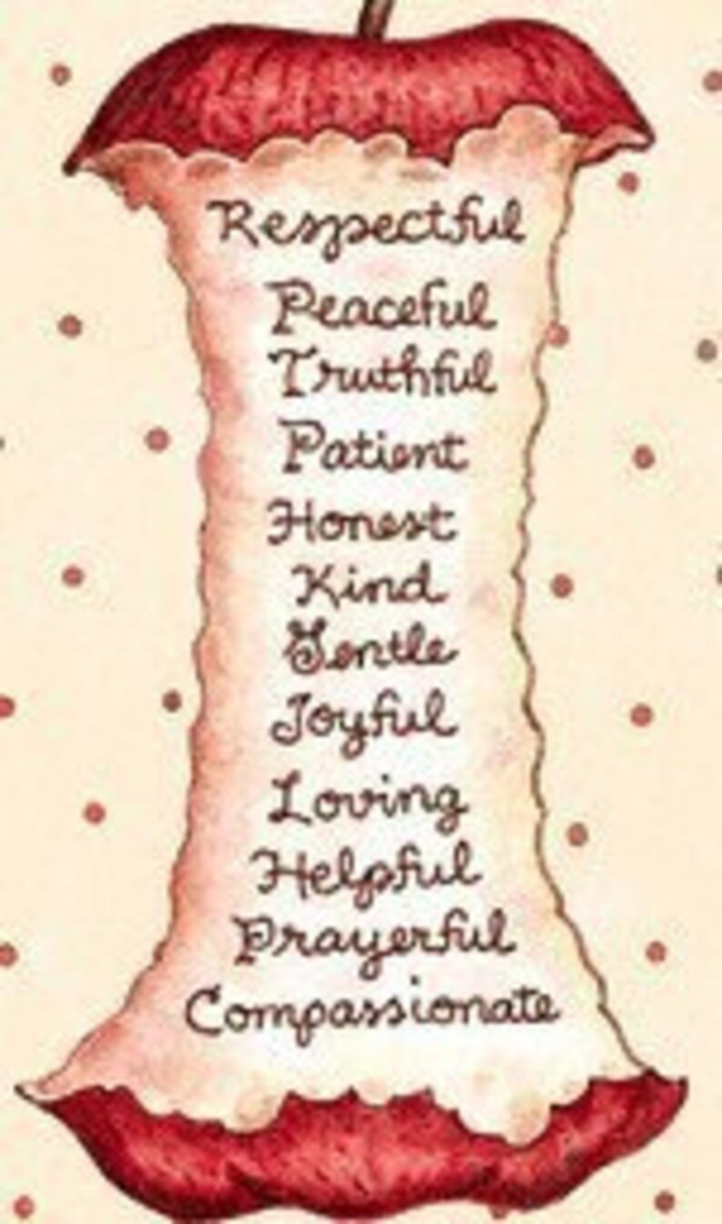 APPLE... CORE VALUES Scripture Bookmarks and Card Art Instant Download ...