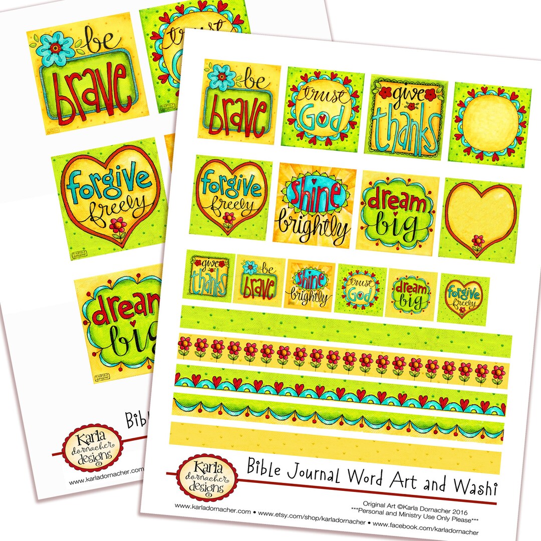 WORD ART... Set 1 - Full-color Bible Journaling Planner Banner Art ...
