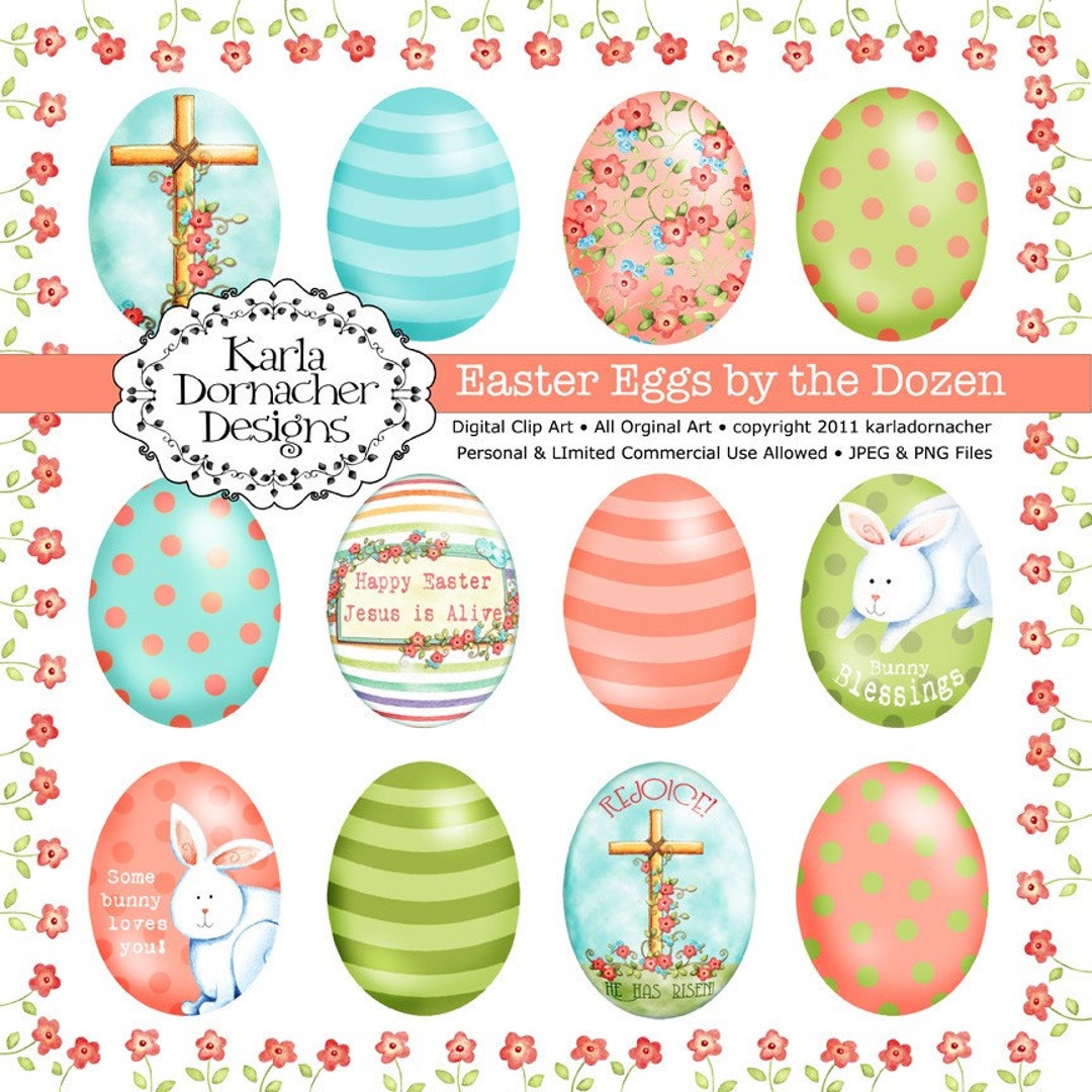 EASTER EGGS... by the Dozen Instant Download, Christian Theme Faith ...