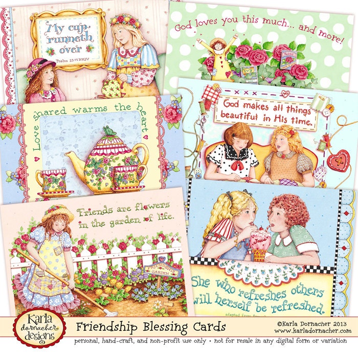 BLESSING CARDS... FRIENDSHIP... Instant Download, Digital Christian ...