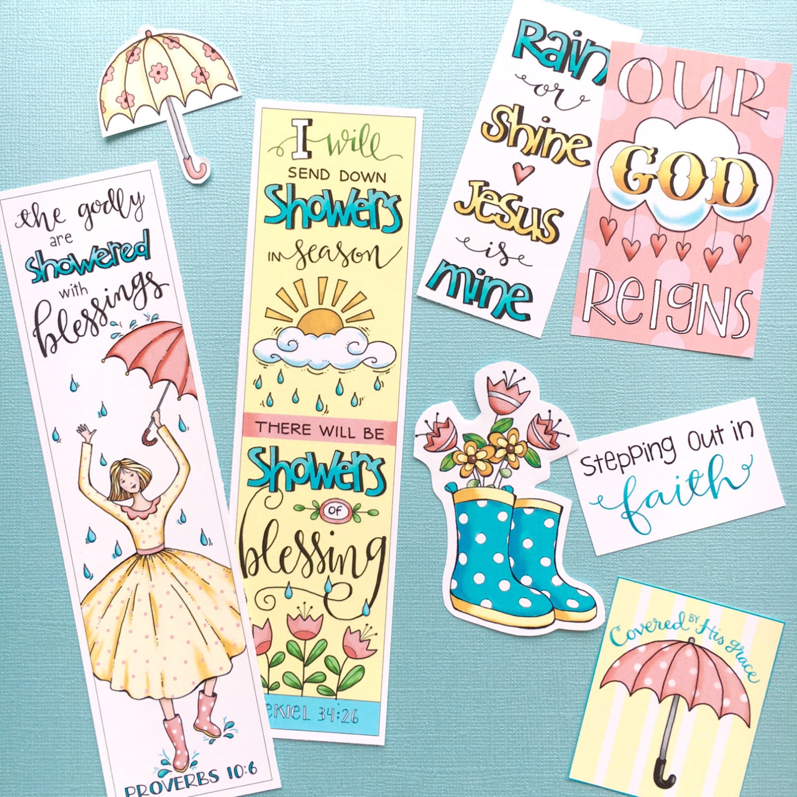 Showers of Blessing Full-color Bookmarks Bible Journaling Art - Etsy