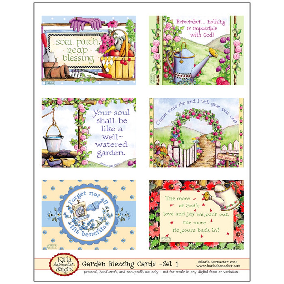 BLESSING CARDS... GARDEN Set 1... Instant Download, Christian Printable ...