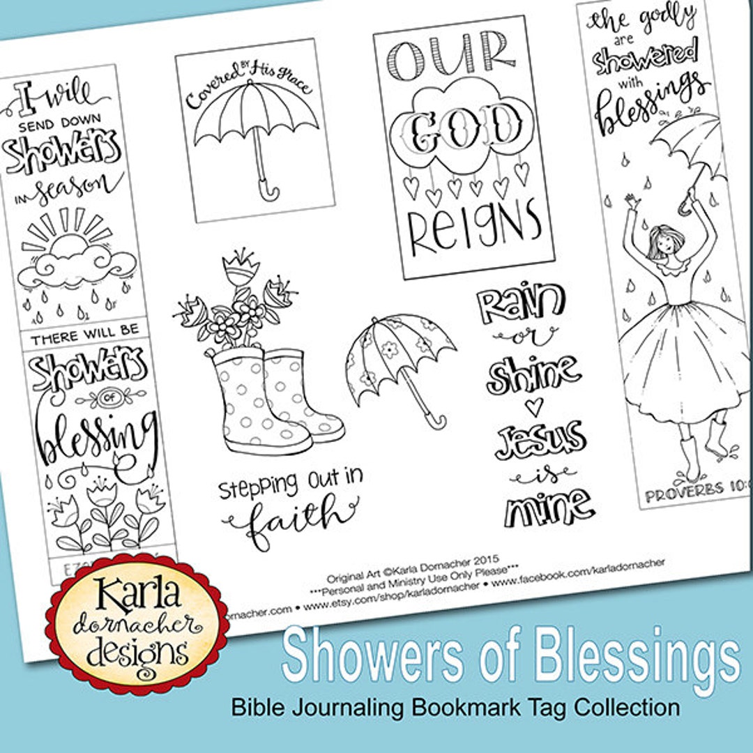 Showers of Blessing Color-your-own Bookmarks Bible Journaling Tags ...