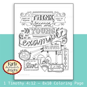 1 TIMOTHY 4:12... Be an Example Bible Journaling Color Your Own INSTANT ...