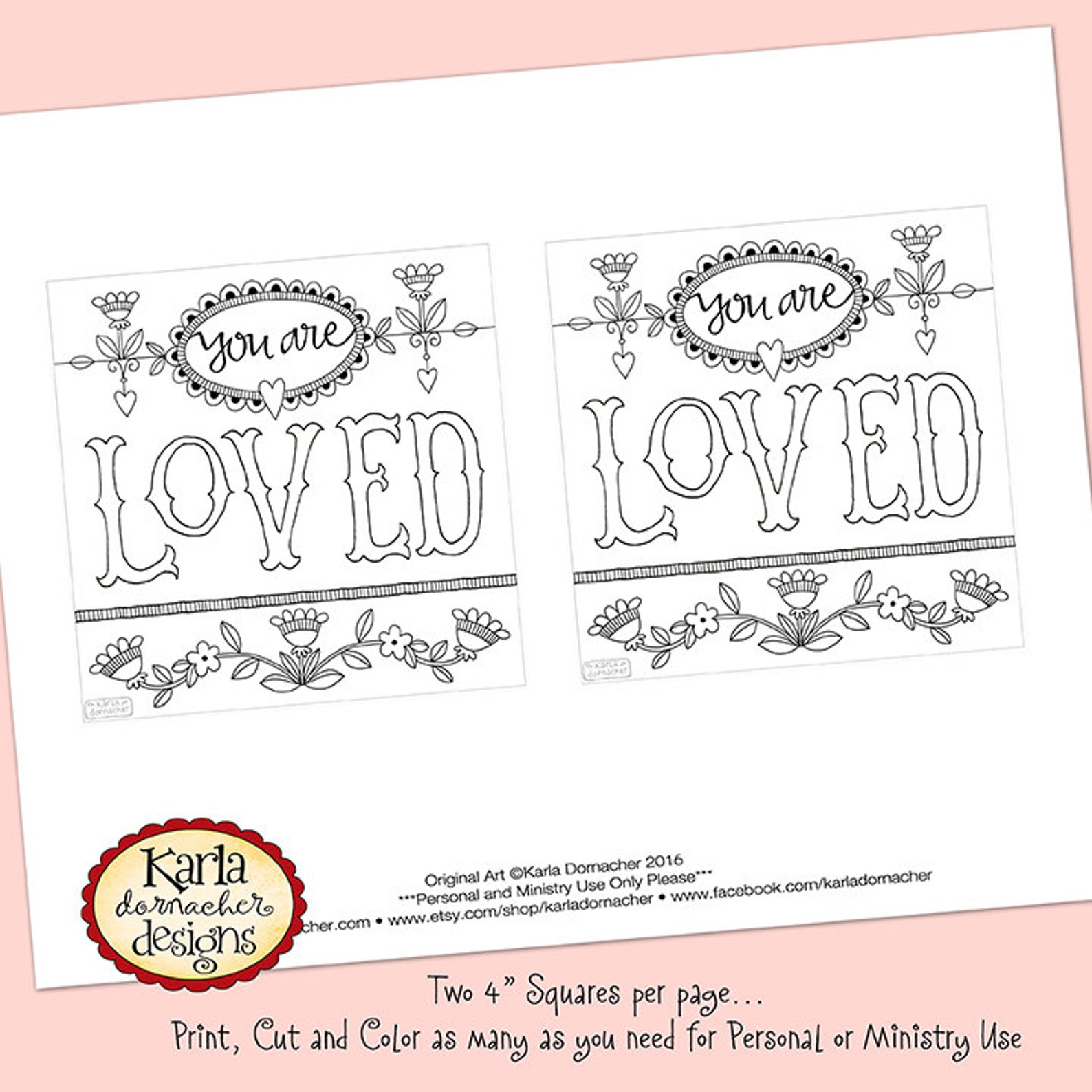 YOU ARE LOVED... Color-your-own Digital Art Words of Affirmation 4 ...