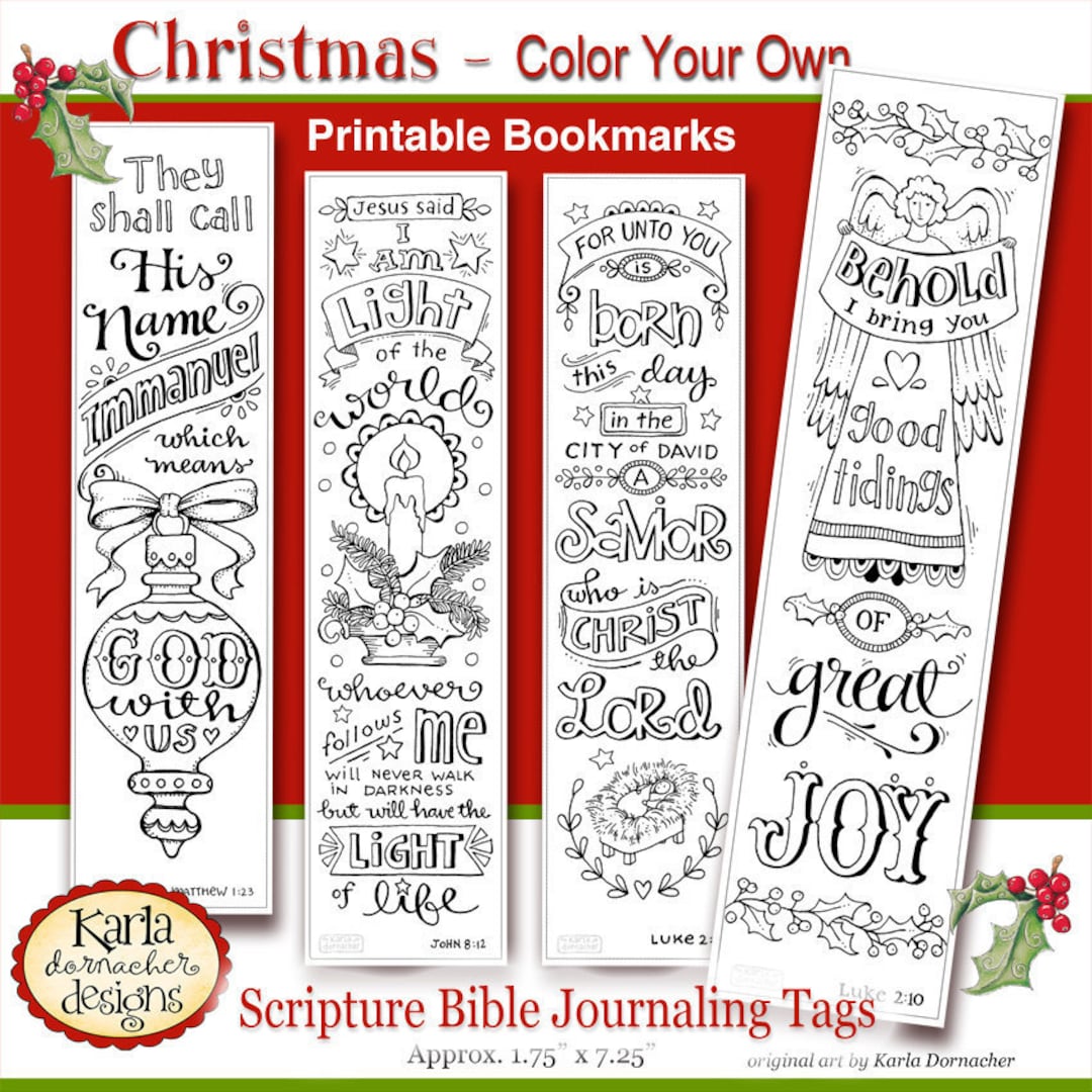 CHRISTMAS... Color-your-own Bookmarks Bible Journaling Tags Tracers ...