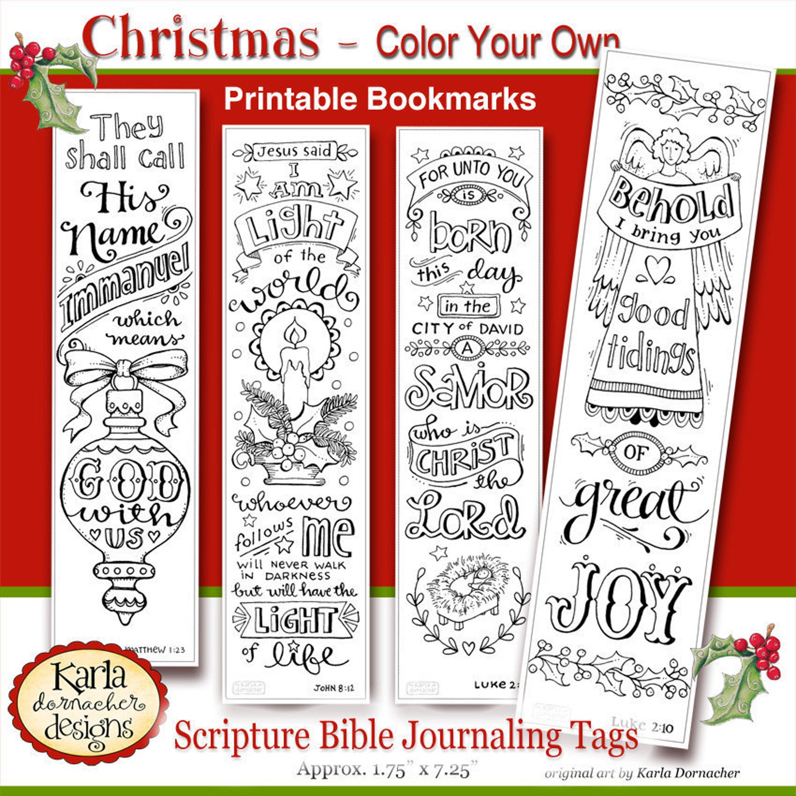 CHRISTMAS... Color-your-own Bookmarks Bible Journaling Tags Tracers ...