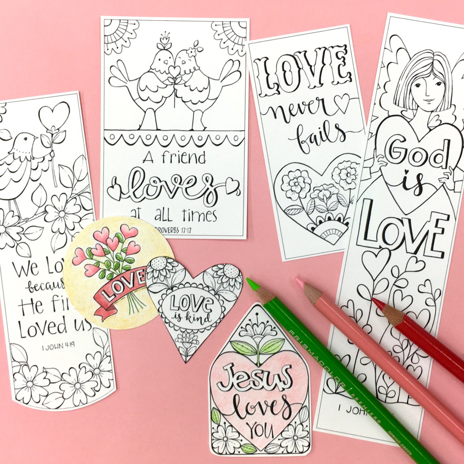 VALENTINE LOVE... Color-your-own Bookmarks Bible Journaling - Etsy
