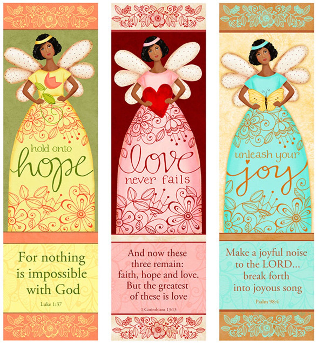 ANGEL BOOKMARKS... Dark Skin Tone Angelic Trio Instant Download - Love ...