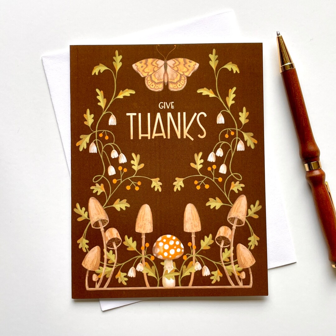 Give Thanks Blank Note Card Set of 4 With Envelopes - Etsy