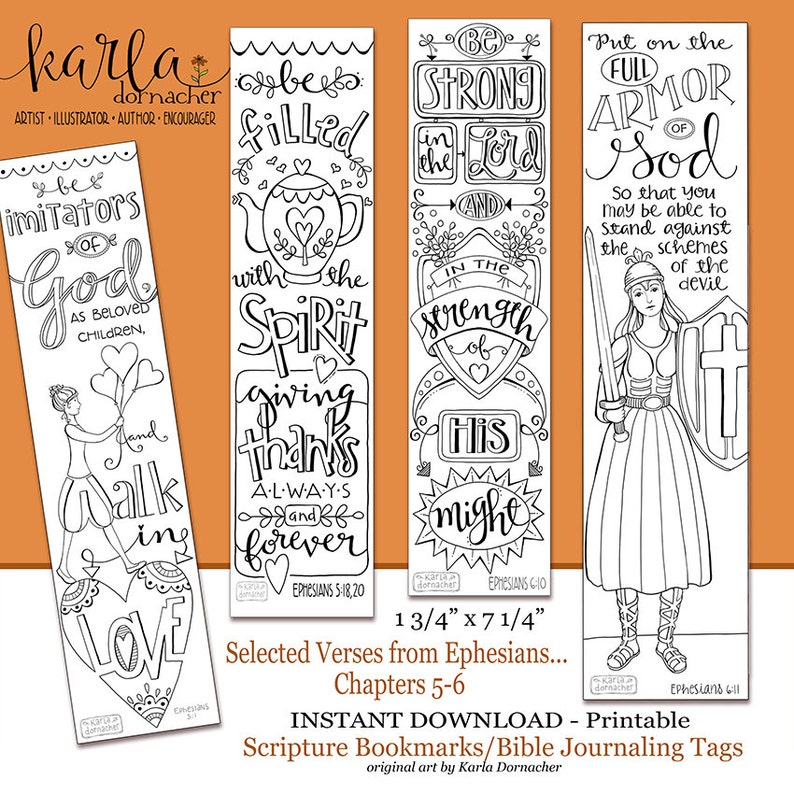 Ephesians 5-6 Color Your Own Bookmarks Bible Journaling - Etsy