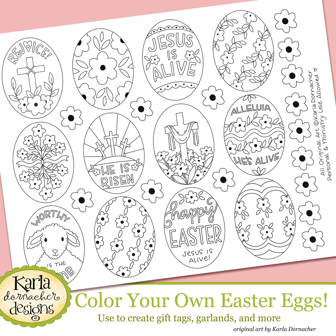 Jesus is Alive EASTER EGGS Coloring Page Digital Download Print Color ...