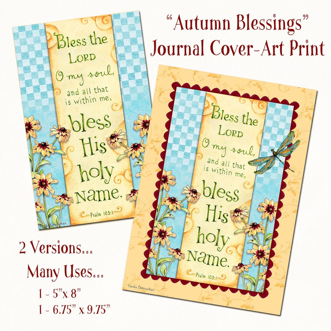 AUTUMN BLESSINGS... Journal Cover Greeting Card Christian Scripture Art ...