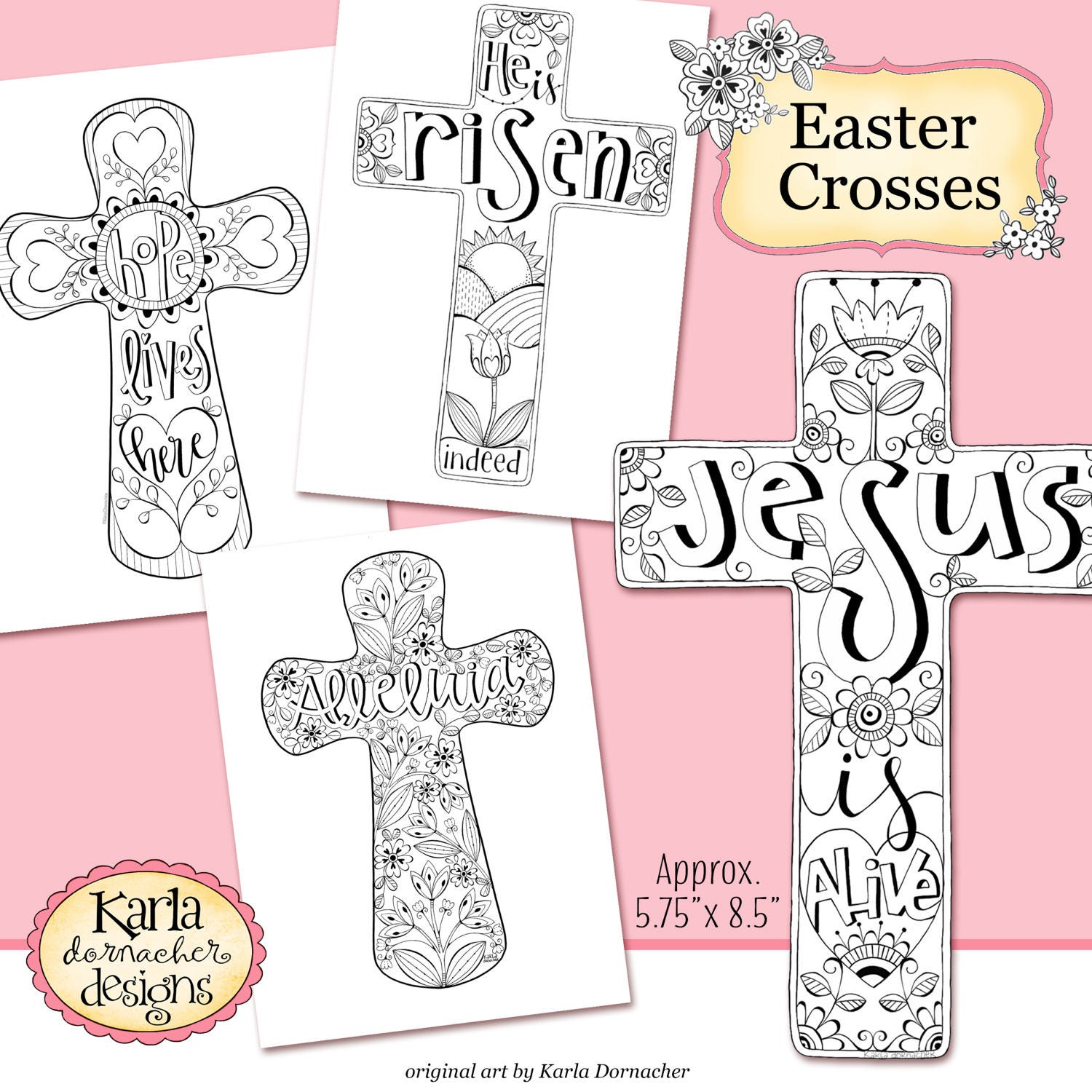 Crosses of Faith Coloring Collection Color Your Own INSTANT | Etsy