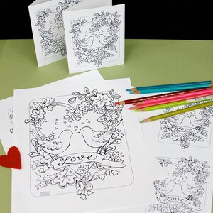 Love Birds... Coloring Collection INSTANT DOWNLOAD Art Print Digi Stamp ...