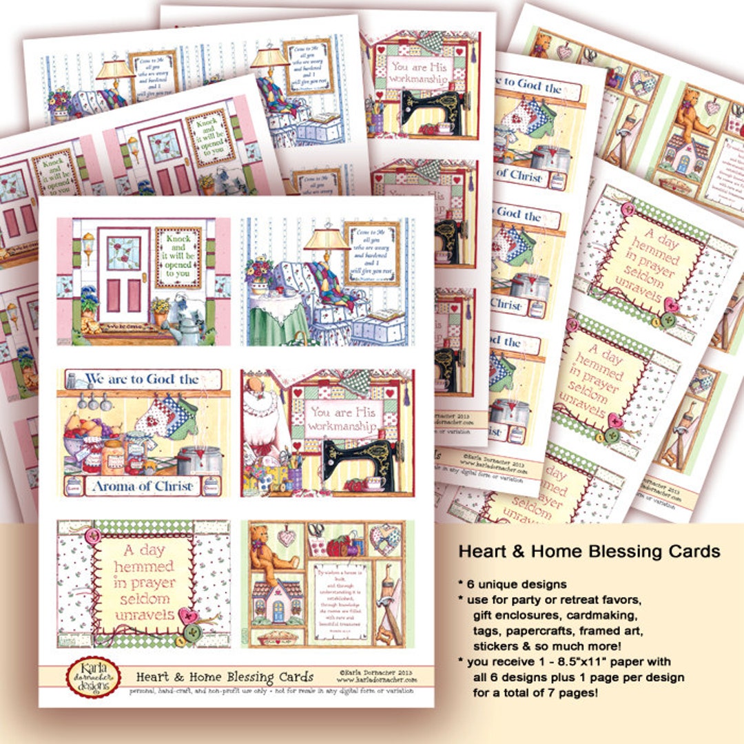 BLESSING CARDS... Heart & Home... Instant Download - Christian ...