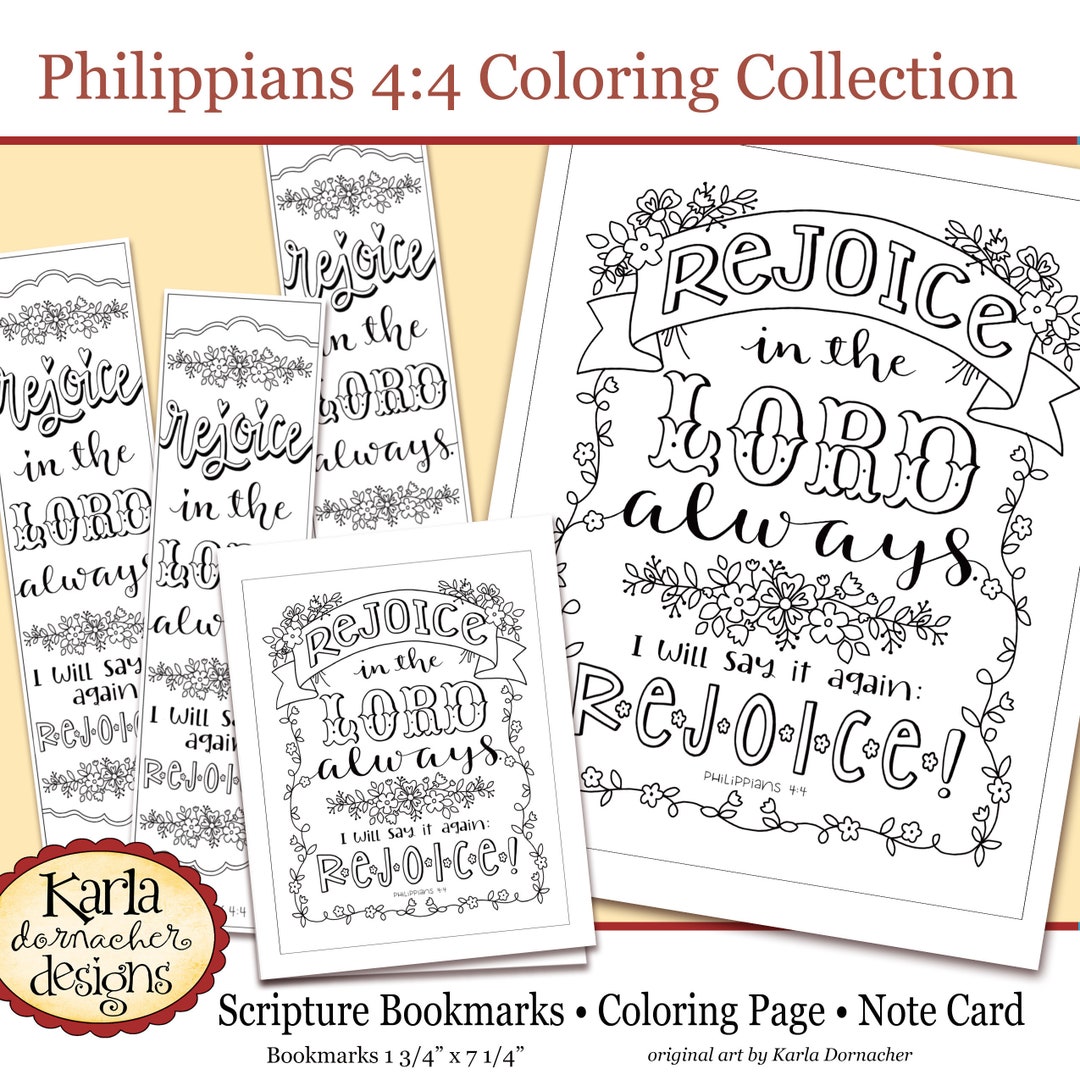 PHILIPPIANS 4:4 Rejoice in the Lord Bible Journaling Color Your Own ...