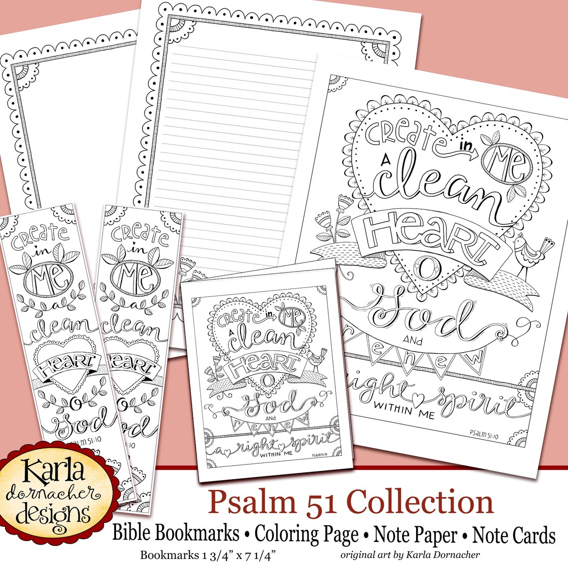 PSALM 51, Create in Me a Clean Heart, Bible Journaling Color Your Own ...