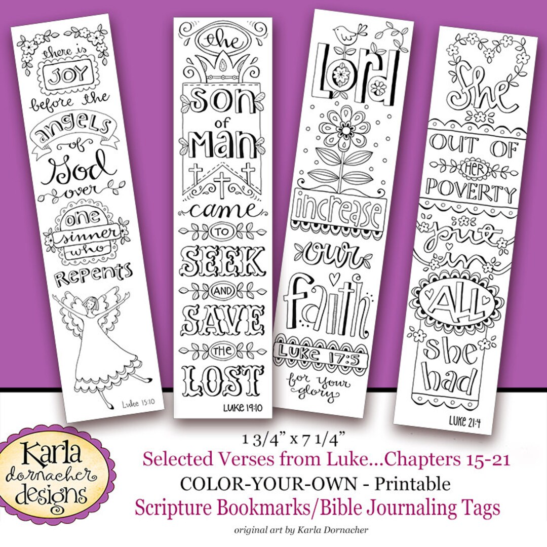LUKE 15-21... Color Your Own Bookmarks Bible Journaling Illustrated ...