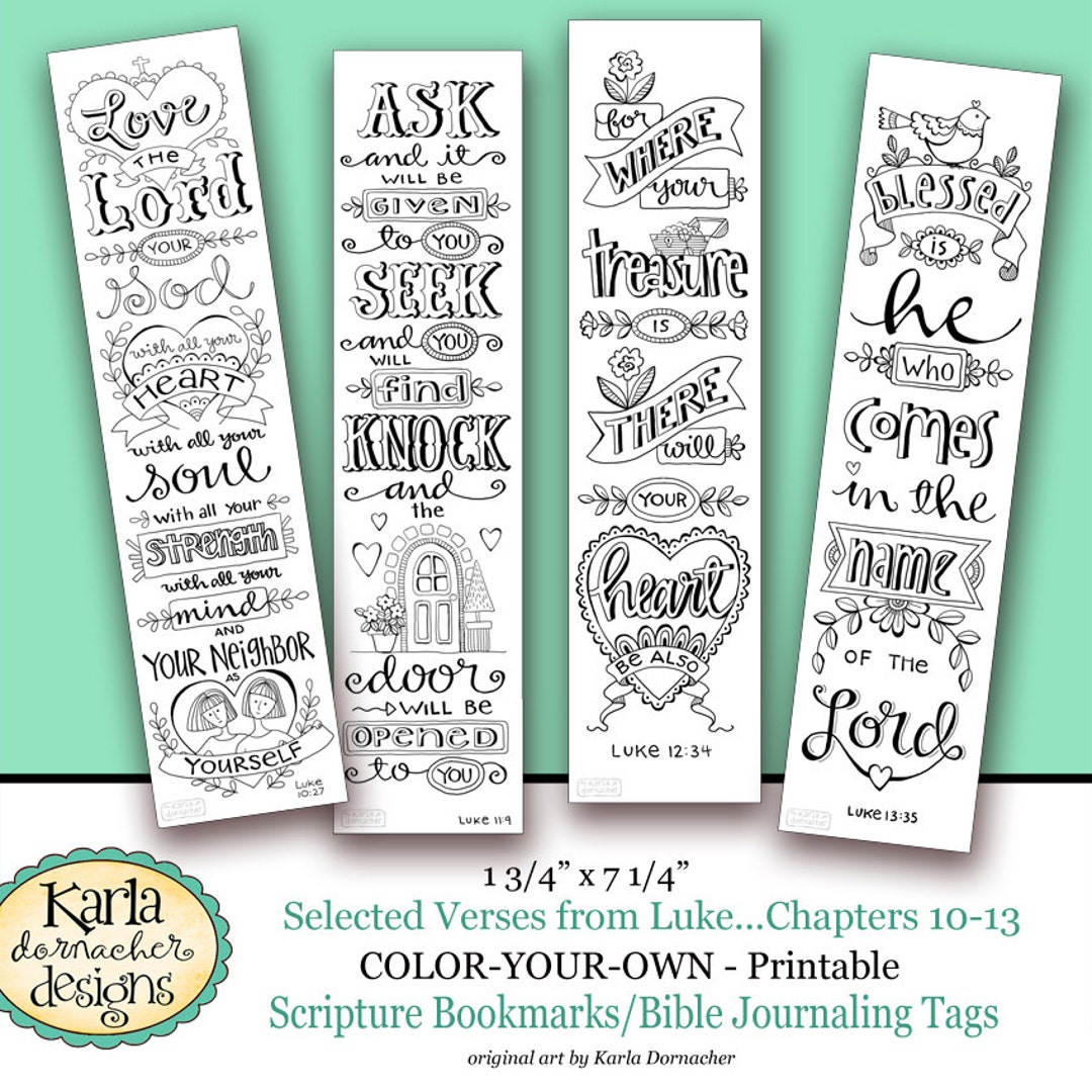 LUKE 10-13... Color Your Own Bookmarks Bible Journaling Illustrated ...