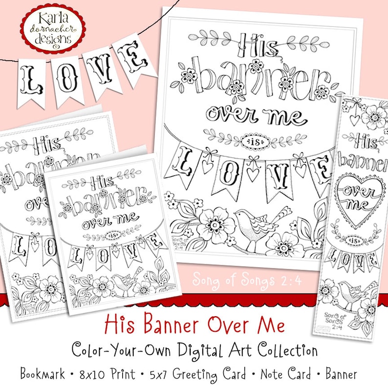 VALENTINE... SONG of SONGS... His Banner Over Me is Love, Coloring ...