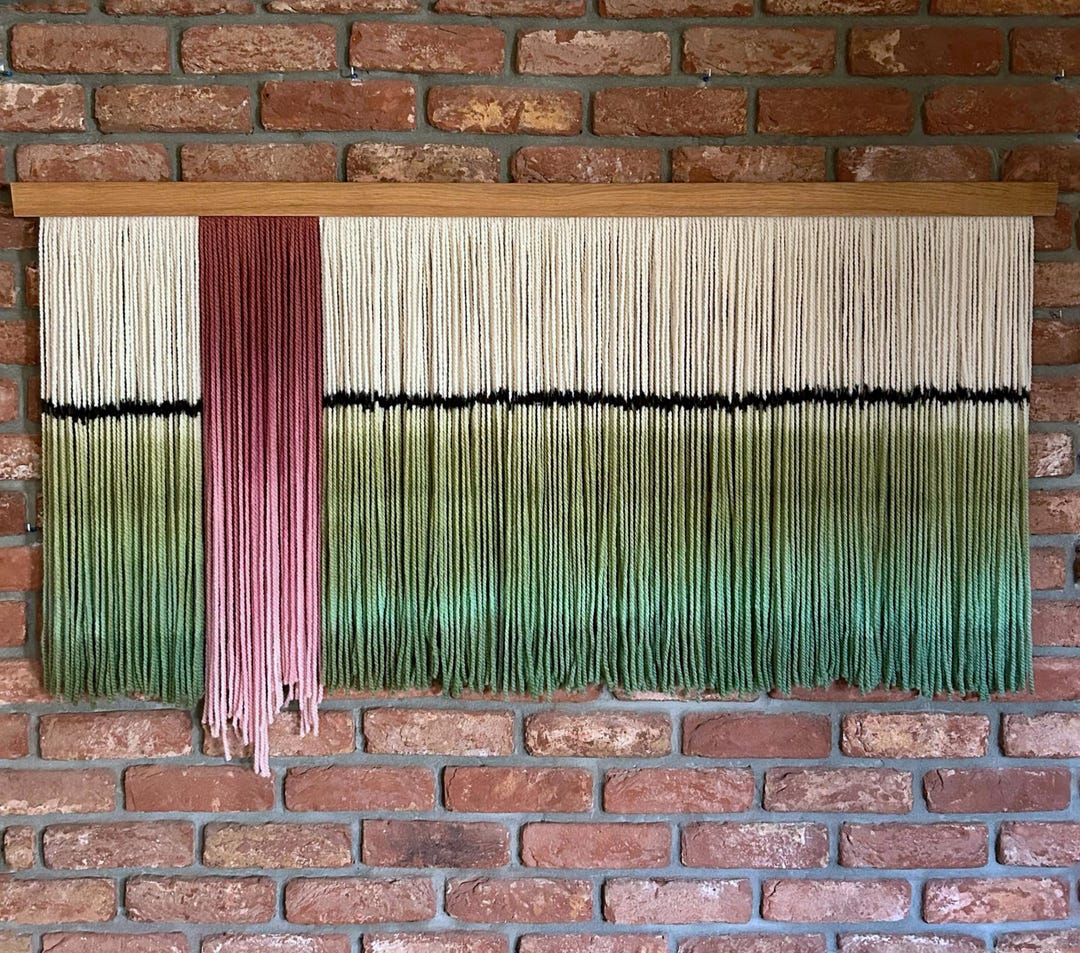Wall Decoration, Gobelin Dip-dyeing, Green & Purple Tapestry, Yarn Art ...