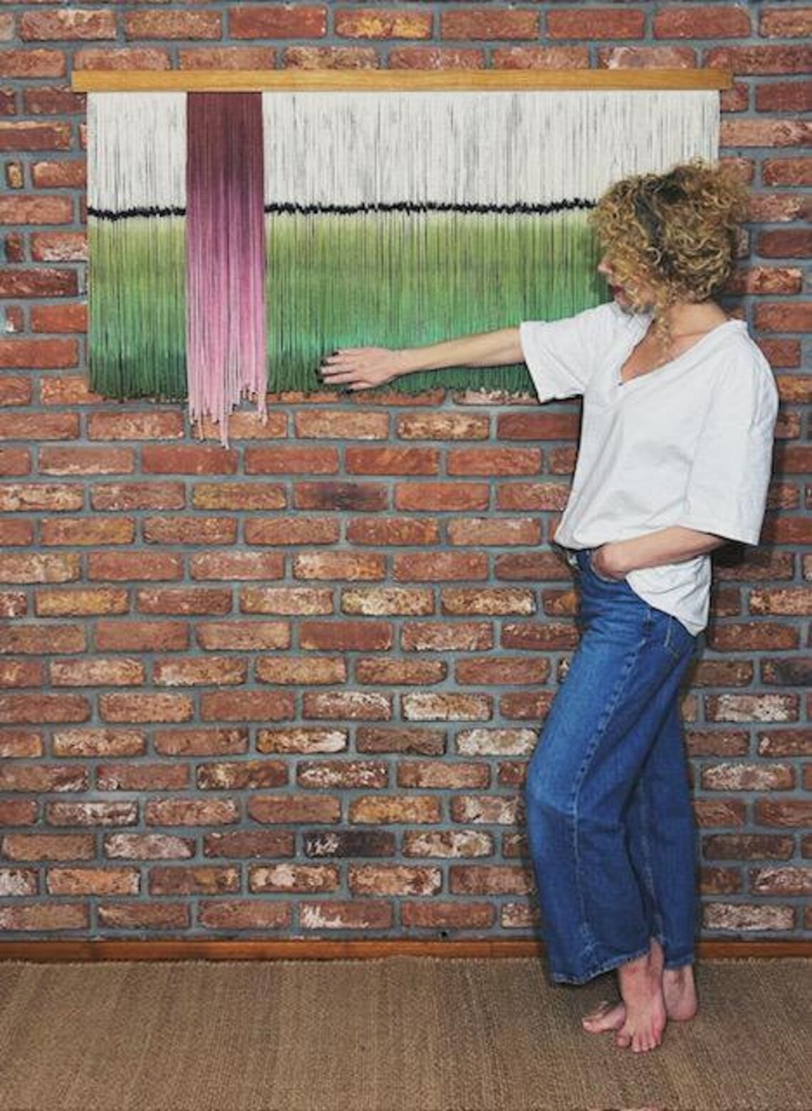 Wall Decoration, Gobelin Dip-dyeing, Green & Purple Tapestry, Yarn Art ...