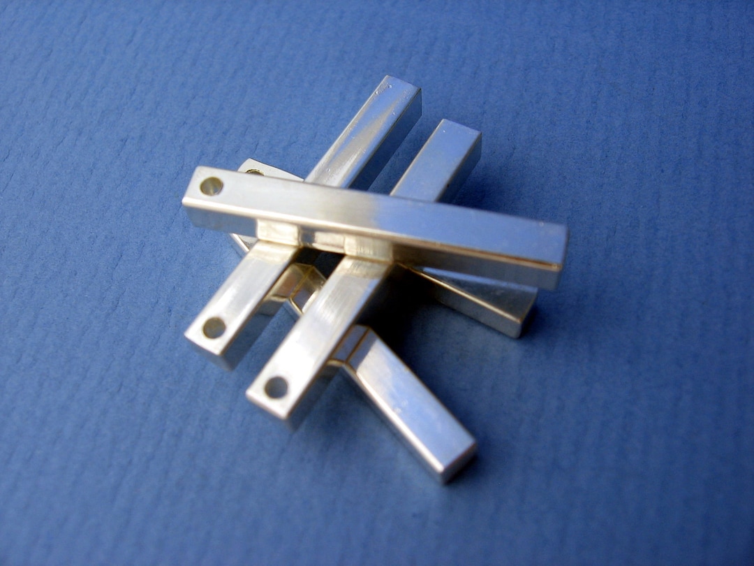 Handmade Sterling Silver Bars 4 SIDE Hand Stamping Bars With HOLE ...