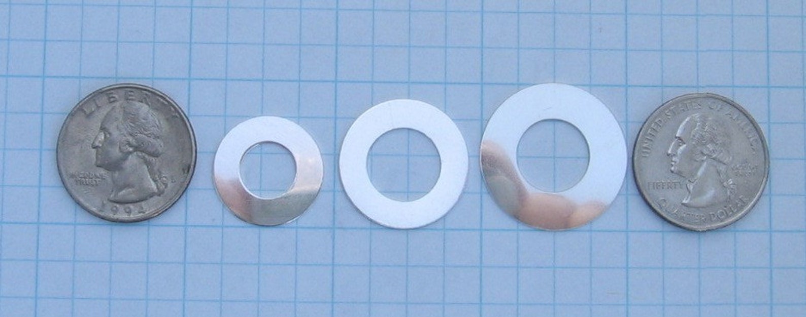 22mm Sterling Silver Connector Disks 2 HOLE Round Disc Blank Hand ...