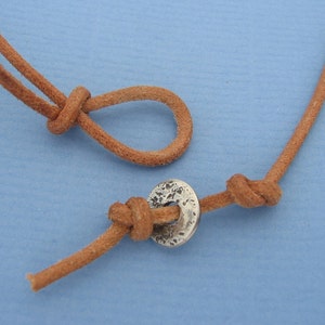 Black or Natural Leather Necklace or Bracelet With Knotted Loop Leather ...