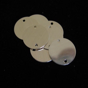 22mm Sterling Silver Connector Disks 2 HOLE Round Disc Blank Hand ...