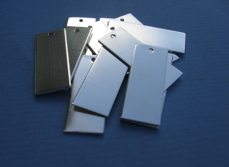 Sterling Silver Blank Pendant RECTANGLE 3/8 X 1 Inch X 22 Gauge With ...