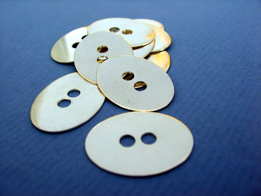 2 HOLE Sterling Silver Button Connectors OVAL Fasteners Component ...