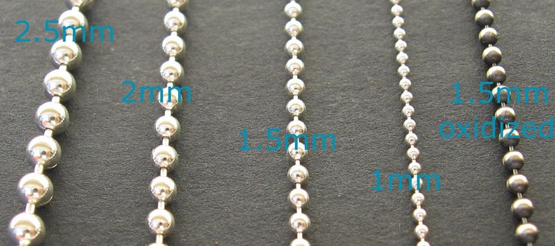 Custom Sterling Silver Bead Chain 1.5mm Ball Necklace Bracelet Anklet ...