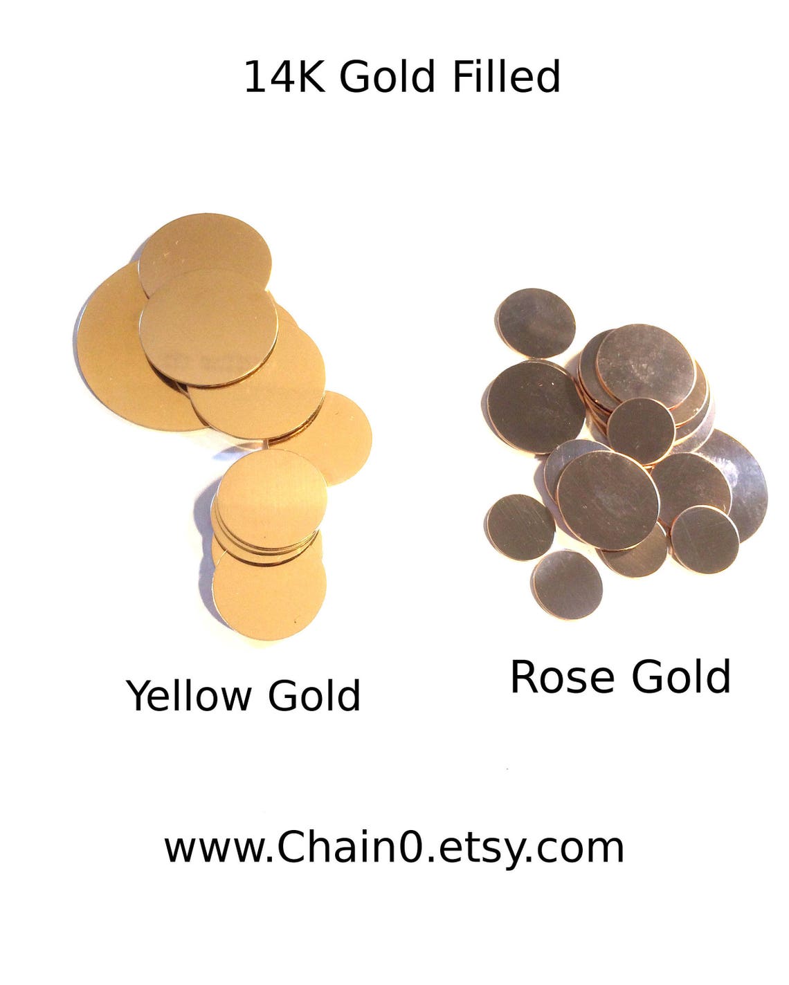 14K Gold Filled Disc Blanks All Sizes Rose Gold Yellow Fine Jewelry ...