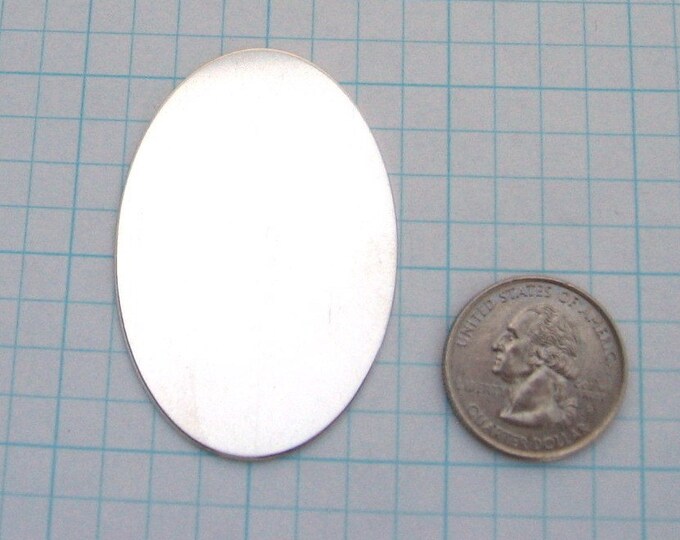 Metal Blank OVAL Sterling Silver Blank OVAL Disc 2 1/4 X 1 1/2 Inch (56 ...