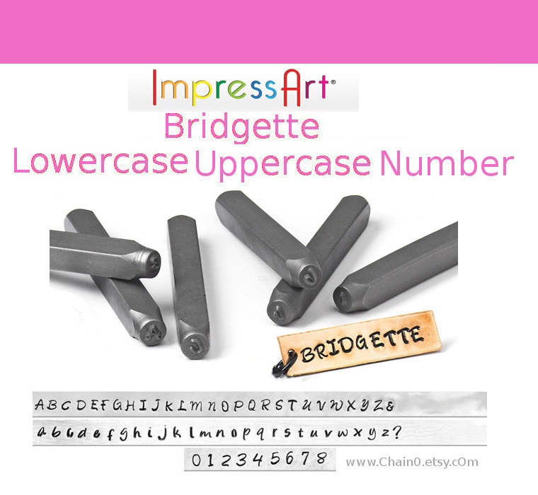 BRIDGETTE Impressart Letter Alphabet Number Metal STAMPS 3mm Font 1/8 ...