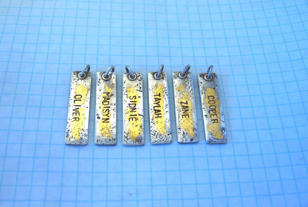 Handmade Sterling Silver With 24k Gold and 14k Gold Rivet Personalized ...