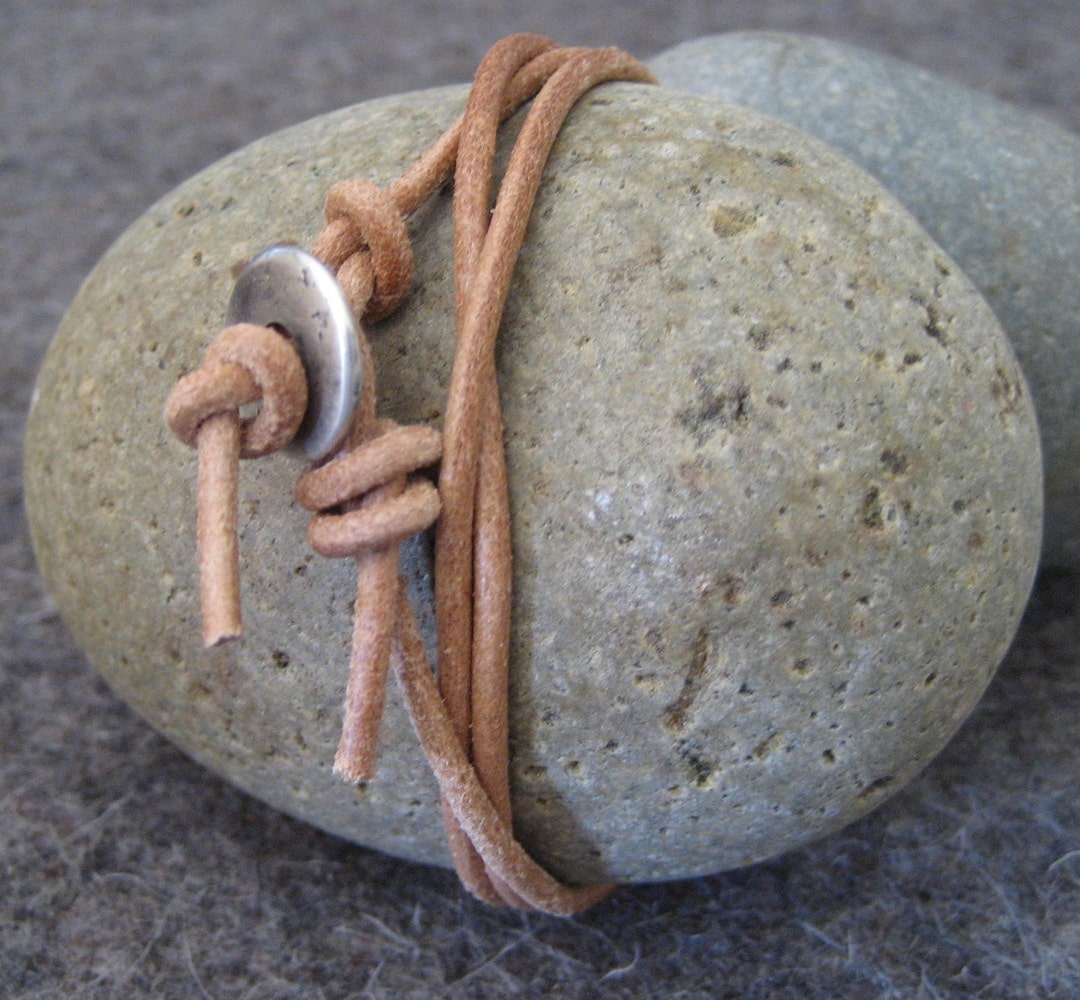 Black or Natural Leather Necklace or Bracelet With Knotted Loop Leather ...
