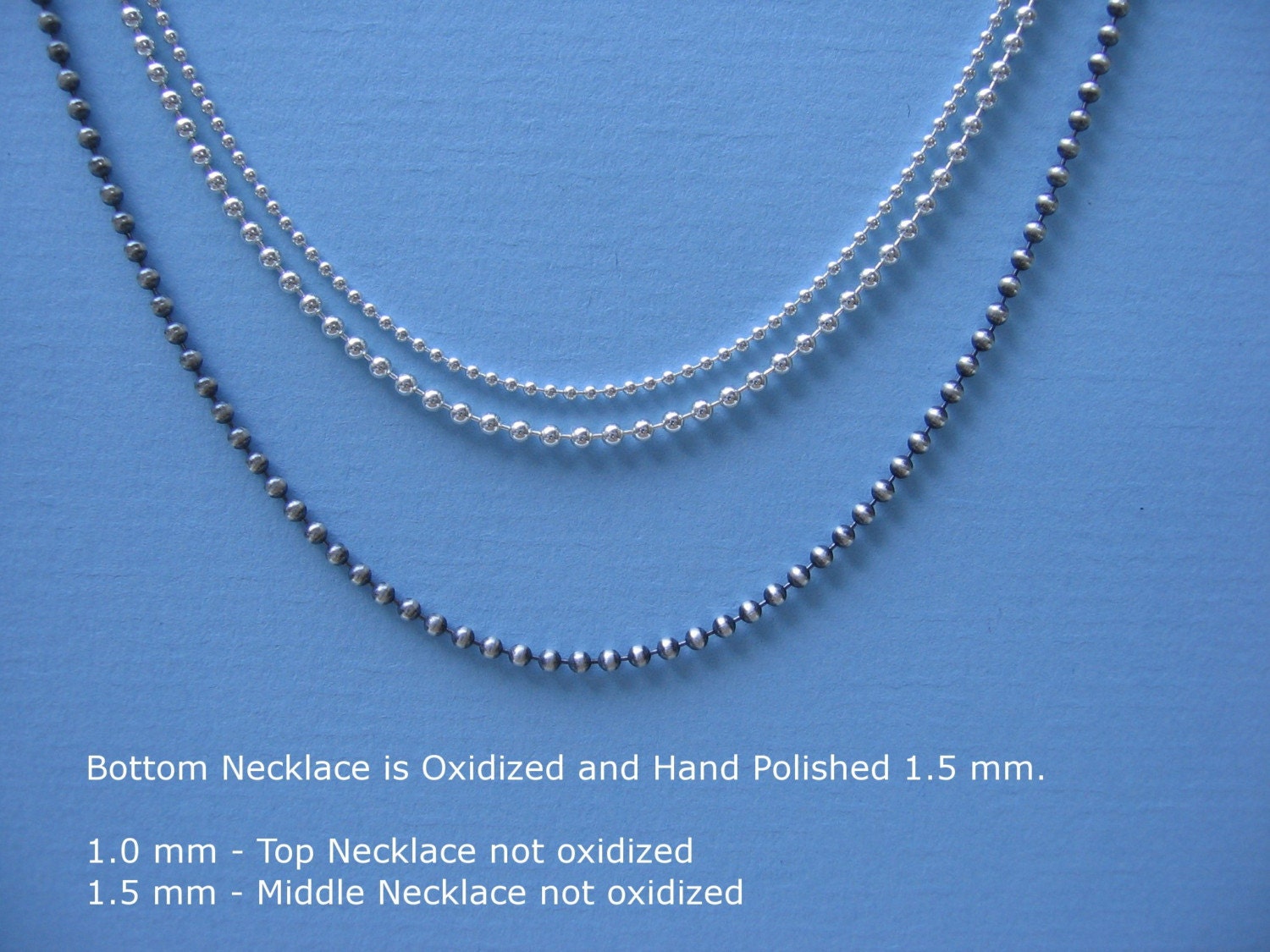 Necklace 1mm Wide Ball Sterling Silver Bead Chain Necklace Tiny Very ...