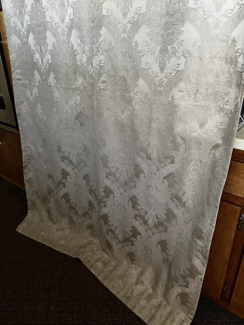 Croscill Home (2) Panels Tan Patterned Long Curtains Drapes 85.5”x54 ...