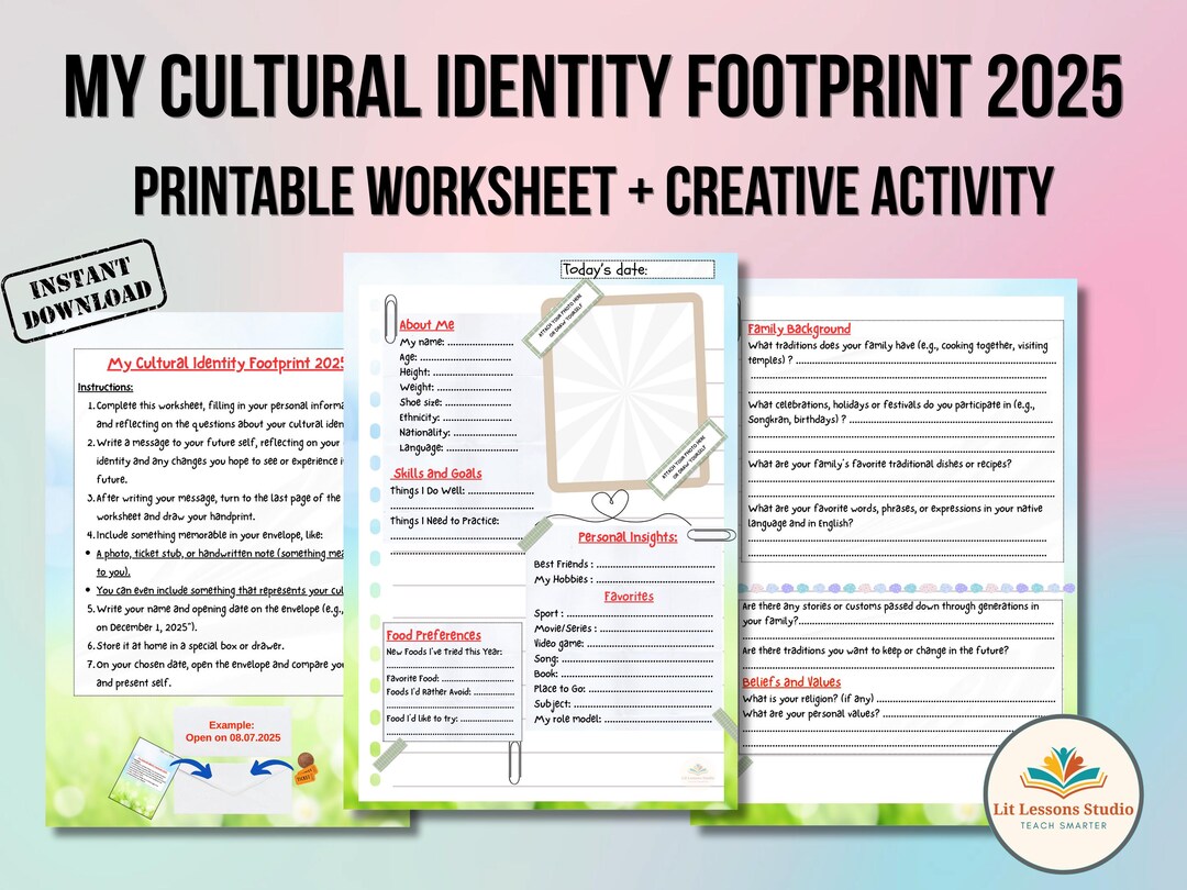 My Cultural Identity Footprint Worksheet – Reflection Activity, Letter ...