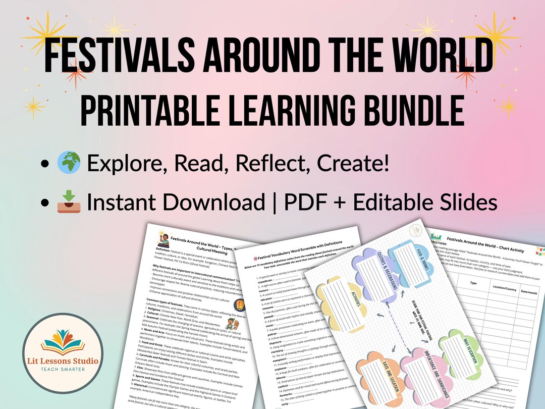 Festivals Around the World Bundle – Reading, Vocabulary, Chart Activity ...