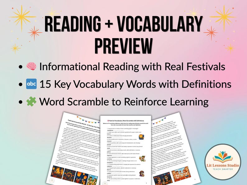 Festivals Around the World Bundle – Reading, Vocabulary, Chart Activity ...