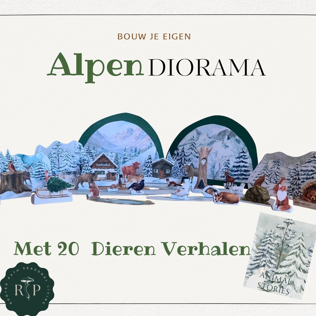 Printable Storytelling Diorama Kit Met Winter Alpen Dieren | DIY Alpen ...