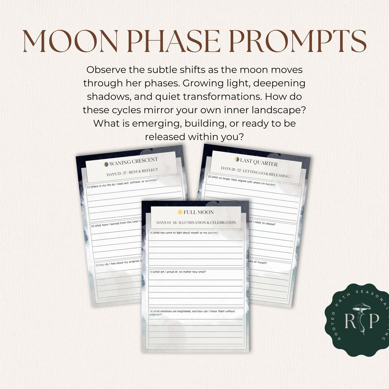 MOON PHASE JOURNAL: Moon Manifesting | Moon Rituals Journal Printable | Moon Phases | Moon ...