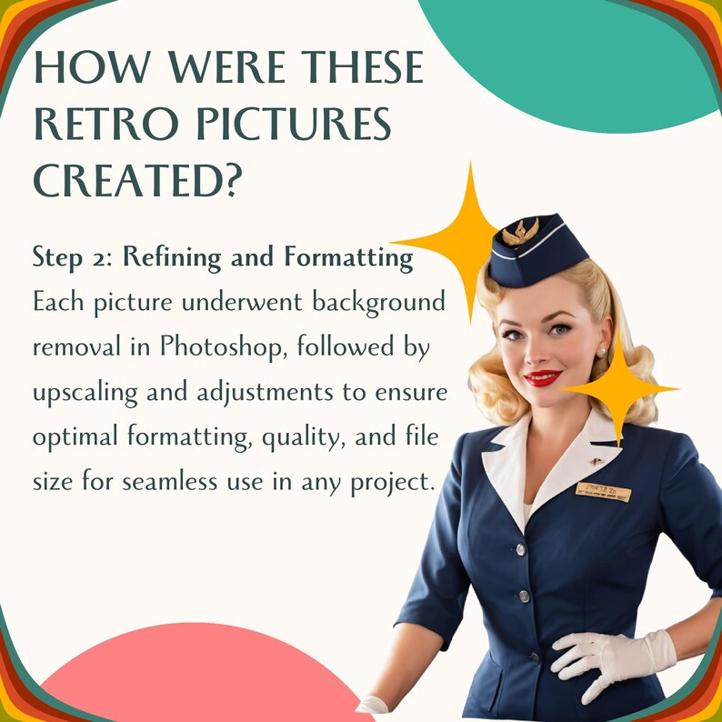 100+ Retro Flight Attendant PNG Bundle, Transparent Background, Vintage ...