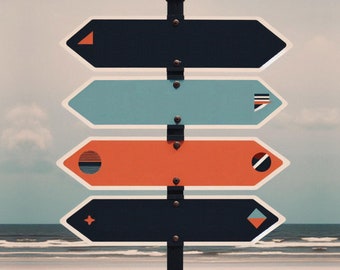 Custom 5 Directional Beach Sign | Family City Locations | Beach Art ...