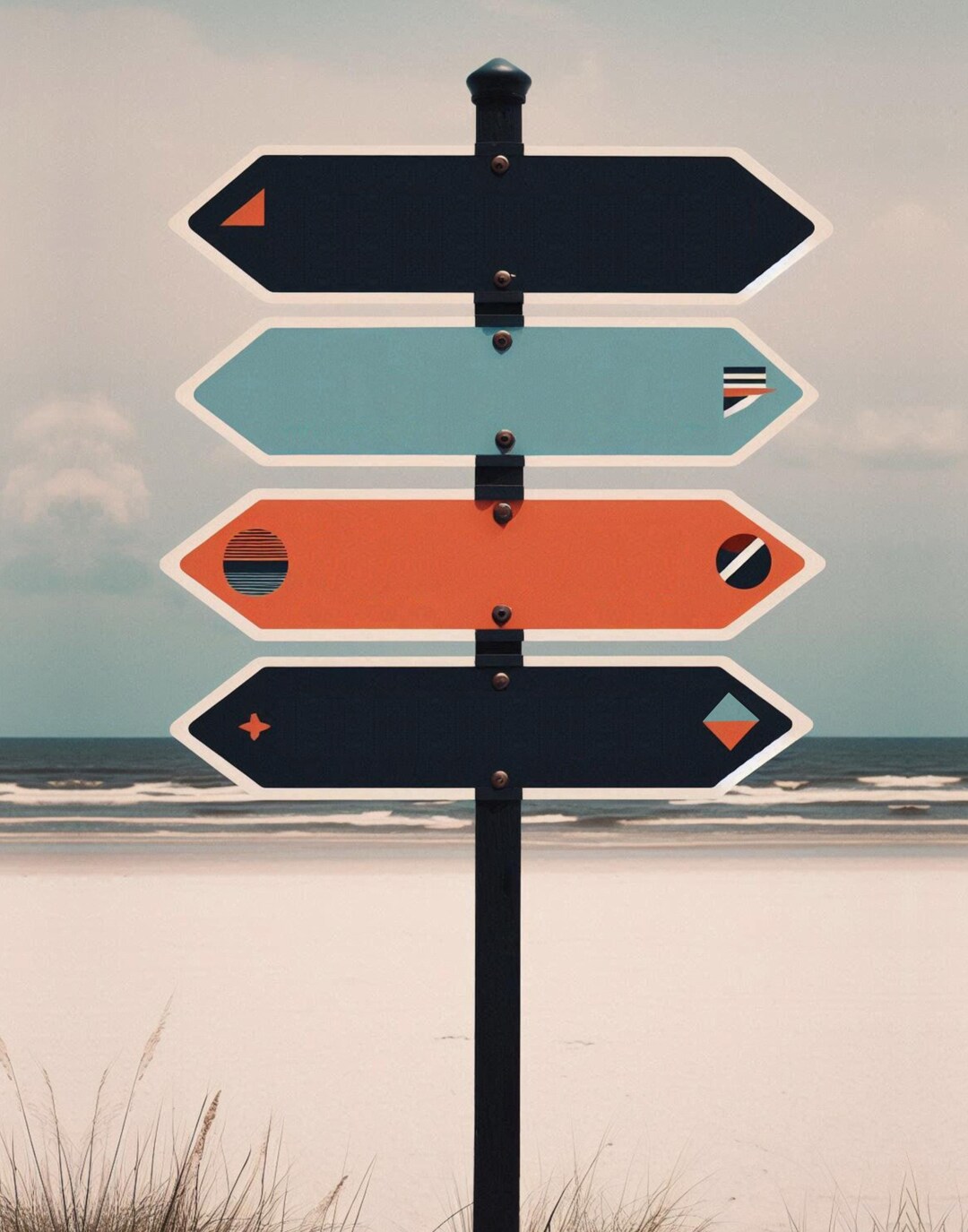 Custom 4 Directional Beach Sign | Family City Locations | Beach Art ...